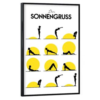 artboxONE Poster mit schwarzem Rahmen 60x40 cm Yoga Menschen Der Sonnengruss - Bild Yoga Mensch positionen