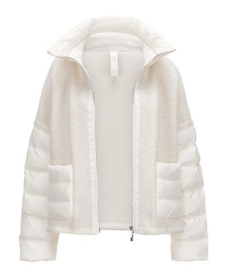 Milestone Wolljacke MSMomo Cape-Form mit Walk-Optik, Nylon-Steppdetails und veganer Fake-Daune