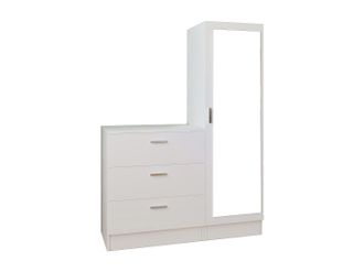 Vente-Unique Kommode mit 3 Schubladen - Spiegelschrank - Wei&szlig; - VITORIO