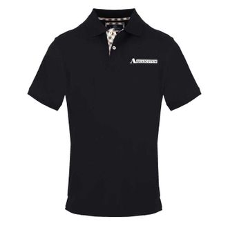Aquascutum Poloshirt f&uuml;r Herren, Mit Kragen, kurz&auml;rmlig (Schwarz)