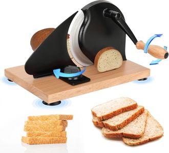 Generic Manuelle Brotschneidemaschine mit Handkurbel, Einstellbarer Dicke & Edelstahlklinge - Stabiler Saugfu&szlig; f&uuml;r Sauerteig, Sandwichbrot - Leicht zu reinige