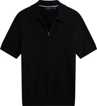 Ted Baker Fourd Polohemd Mit Fischgr&auml;tstich Und Rei&szlig;verschluss, Schwarz