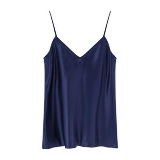 Alberta Ferretti Femme, Tops, Bleu, Taille: 42 FR Top en satin &agrave; encolure en V