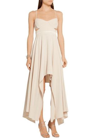 Halston Heritage Cutout satin-trimmed stretch-crepe dress Size M