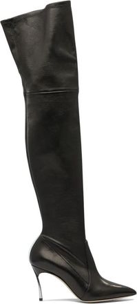 Casadei Stiefel - Over-The-Knee Leather Boots With Stiletto Heel - Gr. 38,5 (EU) - in Schwarz - f&uuml;r Damen