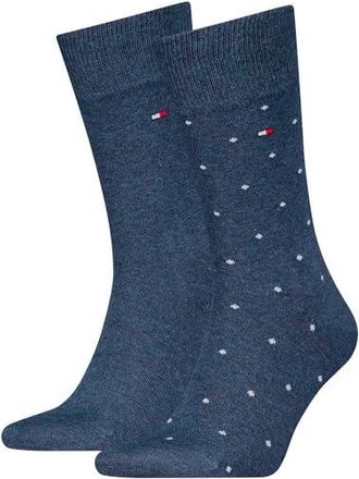 Tommy Hilfiger 8719965009202 Dots Classic Sock, Denim, 39-42 (Lot de 2) Hommes