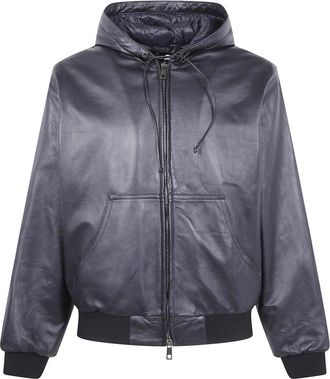 Giorgio Brato Homme, Vestes, Noir, Taille: S Hooded Leather Bomber Jacket