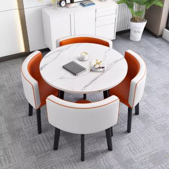 Generic Runder Esstisch (35,4 cm Durchmesser) f&uuml;r 4 Personen, moderner Mehrzweck-Konferenz- und Empfangstisch mit stilvollen runden St&uuml;hlen, perfekt f&uuml;r K&uuml;che