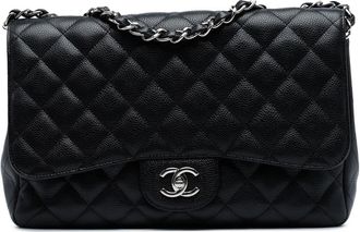 Chanel Hobo Bags - Jumbo Classic Caviar Single Flap - Gr. unisize - in Schwarz - f&uuml;r Damen