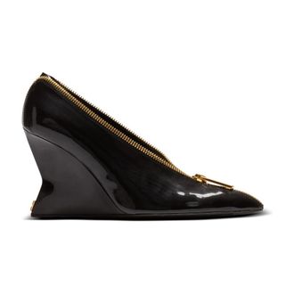 Balmain Pumps mit Rei&szlig;verschluss und Keilabsatz aus Lackleder - - Shoes - Damen - Schwarzk - 37 1/2 EU