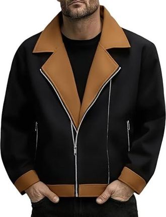Generic Veste l&eacute;g&egrave;re en V pour homme - Avec fermeture &eacute;clair - Col rabattu - Sans capuche - Coupe ajust&eacute;e - Veste de loisirs moderne - Streetwear - Veste dext