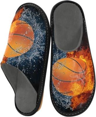 HMZXZ Pantoufles de basket-ball pour homme et femme - Chaussons dintérieur pour la maison, la chambre à coucher, les voyages, multicolore, 38/39 EU