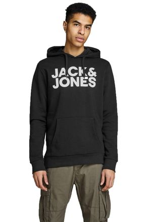 Jack & Jones Herren Jack & Jones Corp Logo Sweat Hood Classic Kapuzen Sweatshirt Basic Sweater, Farben:Schwarz, Größe Pullover:XL