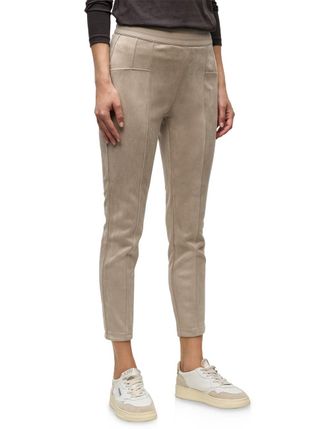 Street One Damen 3715974 Velours Hose, Dark Morn beige, 36W x 28L