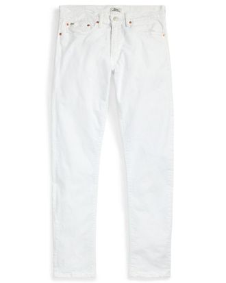 Ralph Lauren Wei&szlig;e Low Stretch-Jeans The Sullivan mit Poloreiter-Stickerei, Slim in