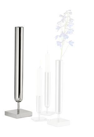 Philippi Lambda Kollektion aus Kerzenleuchter und Vasen, hochglanzpoliert, Silber (Vase - Gr&ouml;&szlig;e L)
