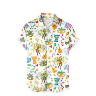 Generic Chemise hippie pour homme - Costume de carnaval - Imprim&eacute; &eacute;tincelant - Discoth&egrave;que - Costume r&eacute;tro traditionnel pour homme, 084 Jaune, XXL