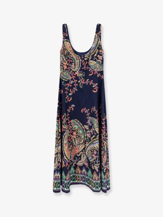 Etro Womens Dress Multicolour Print Blue Polyester