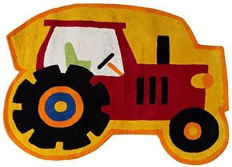 Premier Housewares Kinder Traktor Teppich, Baumwolle, Rot