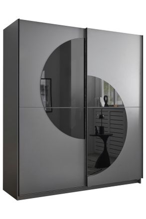 Livetastic Schiebetürenschrank, Graphit, Metall, 2 Fächer, 170.2x196.7x56 cm, Schlafzimmer, Kleiderschränke, Schwebetürenschränke