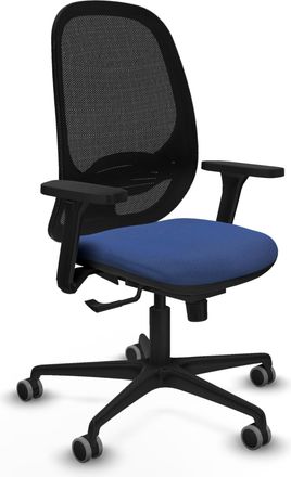 Piqueras y Crespo Stuhl mit leisen Rollen, 3D-Armlehnen, h&ouml;henverstellbare Lendenwirbelst&uuml;tze, ausgestattet mit 3 Positionen und Schneidschaum, Schwarz/Marineblau