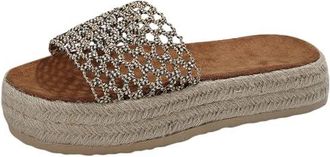 Generic Espadrilles pour femme - Sandales à plateforme - Élégantes - Style bohème - Chaussures dété à bout ouvert - Sandales confortables - Antidérapantes - S