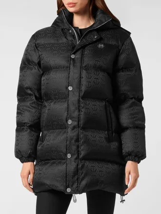 Philipp Plein Doudoune en nylon matelass&eacute; avec motif monogramme et capuche amovible