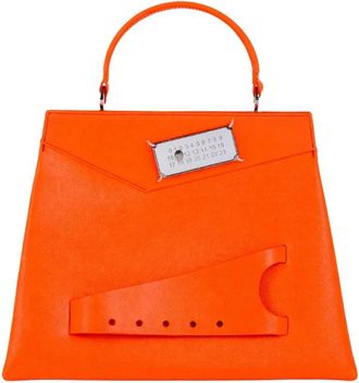 Maison Margiela Femme, Sacs, Orange, Taille: ONE Size Sac &agrave; main en cuir de veau martel&eacute; avec poign&eacute;e ronde