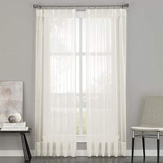 Curtainworks Soho Voile Sheer Pinch Pleat Vorhang, Polyester, grau, W 29 x L 120 (1 Panels)