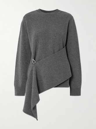Jil Sander Pull En Laine Et Cachemire Mélangés À Drapé Et À Ornement - Gris