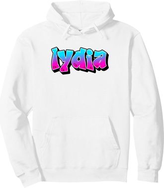 BDAZ Lydia Graffiti Personalisierter Name Blau Rosa Frauen M&auml;dchen Pullover Hoodie