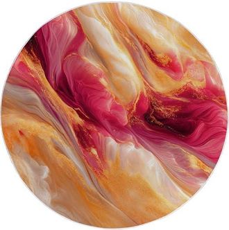 Generic Tapis Rond 120 cm Abstrait Salon Chambre Rug, Lavable en Machine Couleur Tapis Chambre Enfant, Doux Lumineux Texture Marbrée Descente de Lit AntidéRap