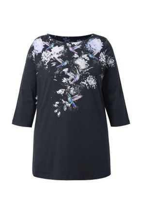 Ulla Popken T-Shirt Shirt A-Linie U-Boot-Ausschnitt 3/4-Arm