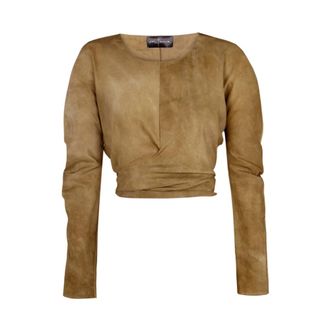 Cortana Glitzer- Seiden-Habotai-Top in Bronze gef&auml;rbt - - Blouses & Shirts - Damen - Braun - S