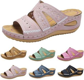 Generic Sandales orthop&eacute;diques compens&eacute;es pour femme, avec soutien de la vo&ucirc;te plantaire, sandales d&eacute;t&eacute; confortables, habill&eacute;es et d&eacute;contract&eacute;es, sandales de 