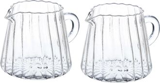 Pretyzoom 2 Stück Hohe Borosilikat -Glasmilch kann Tülle Schaumiger Isolieren Milchkännchen mit Blumenmuster hitzebeständig Form milk jug Sahnekrug aus Glas kle