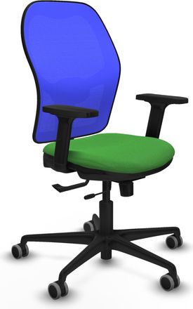 Piqueras y Crespo B&uuml;rostuhl mit 2D-Armlehnen, h&ouml;henverstellbare Lendenwirbelst&uuml;tze, ausgestattet mit Syncro/Traslack und Schaumstoff, Rollen 65 mm, Parkett, Blau/Gr&uuml;n