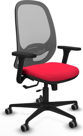 Piqueras y Crespo Cilanco B&uuml;rostuhl mit 3D-Armlehnen, ausgestattet mit Syncro/Traslack und Schneideschaum, 65 mm Rollen, Parkett, Grau/Rot