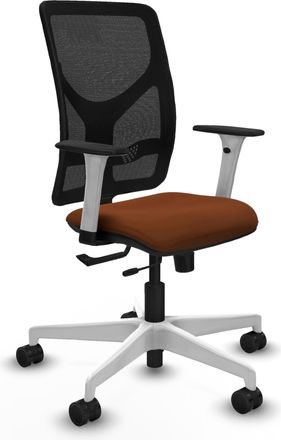Piqueras y Crespo Schreibtischstuhl aus braunem Motilla mit wei&szlig;en und schwarzen Armlehnen, h&ouml;henverstellbare Lendenwirbelst&uuml;tze, ausgestattet mit Syncro/Traslack und S