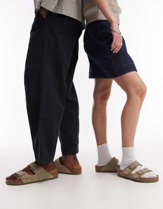 Birkenstock Arizona - Sandales unisexes en daim - Kaki d&eacute;lav&eacute;-Vert