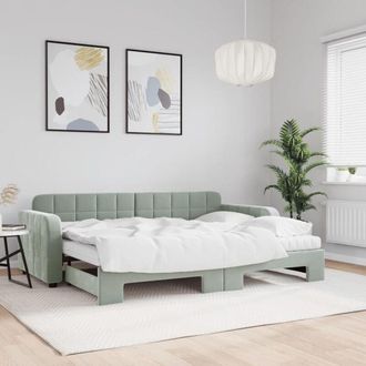 vidaXL Vidaxl - Lit de jour avec gigogne et matelas gris clair 80x200cm velours