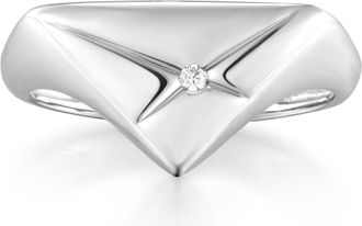 Ania Haie Damen Ring Sunshine Chaser Kiss Triangle aus 925 Sterling Silber, besetzt mit einem Zirkonia, EUR Größe: 54, inkl. Geschenkverpackung