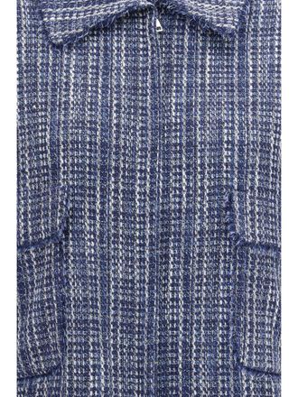 Kiton Womens Tweed Jacket Blue Cotton