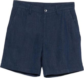 120% Lino Homme, Shorts, Bleu, Taille: L Linen Bermuda Shorts