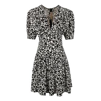 Marni Kurzes Satinkleid mit Pop Fields-Motiv - - Dresses - Damen - Schwarzk - XS