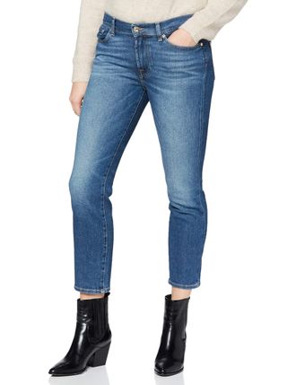 7 For All Mankind Womens Roxanne Ankle Jeans, Mid Blue, 30