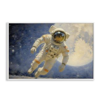 Stupell Industries Astronaut in großer Galaxie, gerahmt, Giclée-Kunst, Design von Angie Hawke, 50,8 x 76,2 cm, Schwarz