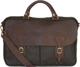 Barbour Wachs-Aktentasche mit abnehmbarem Trageriemen und Leder-Details in