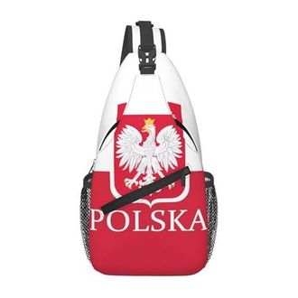 Generic Drapeau Polonais Pologne Polska Eagle Sacoche Bandouliere Pratique Sling Bag D&eacute;contract&eacute; Sac &Agrave; Dos Bandouli&egrave;re Pour Homme Cyclisme Randonn&eacute;e