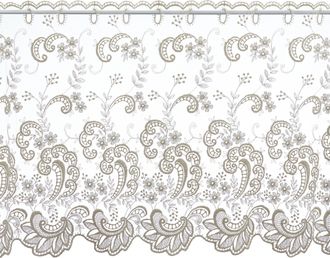 Plauener Spitze by Modespitze, Store Bistro Gardine Tüllgardine Florentiner mit Stangendurchzug, hochwertige Stickerei, Höhe 57 cm, Breite 118 cm, Creme